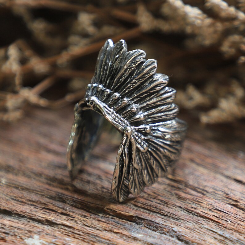 Indian Feather Headdress Ring for Women Made of Sterling - Etsy