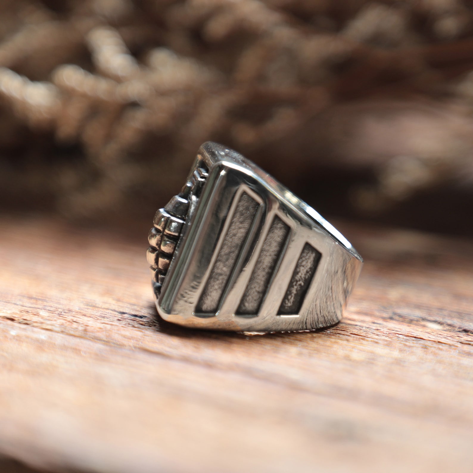 Hand Grenade Square Ring for Men Made of Sterling Silver 925 | Etsy