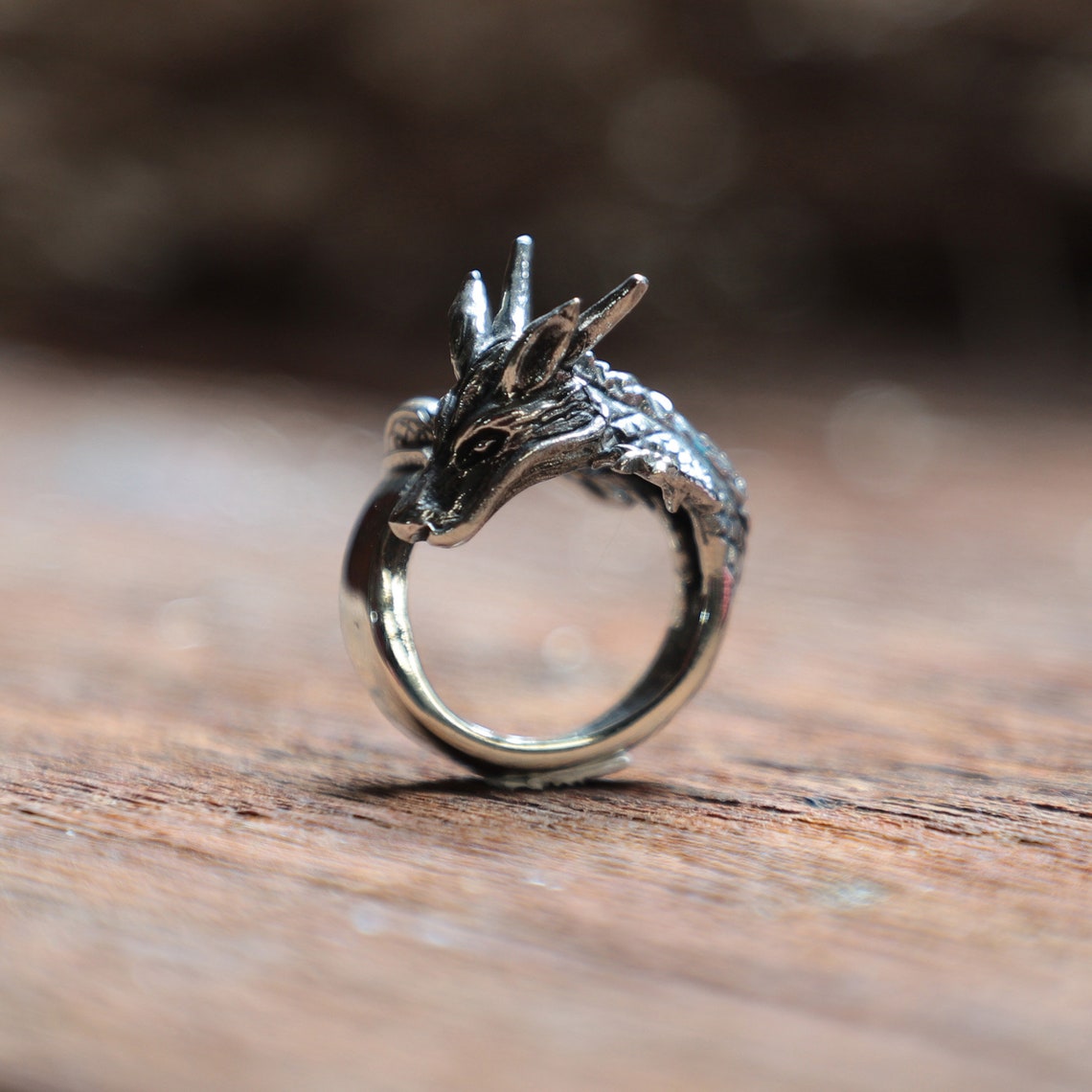 Samurai Sword River Dragon Ring for Men Made of Sterling Silver 925 ...