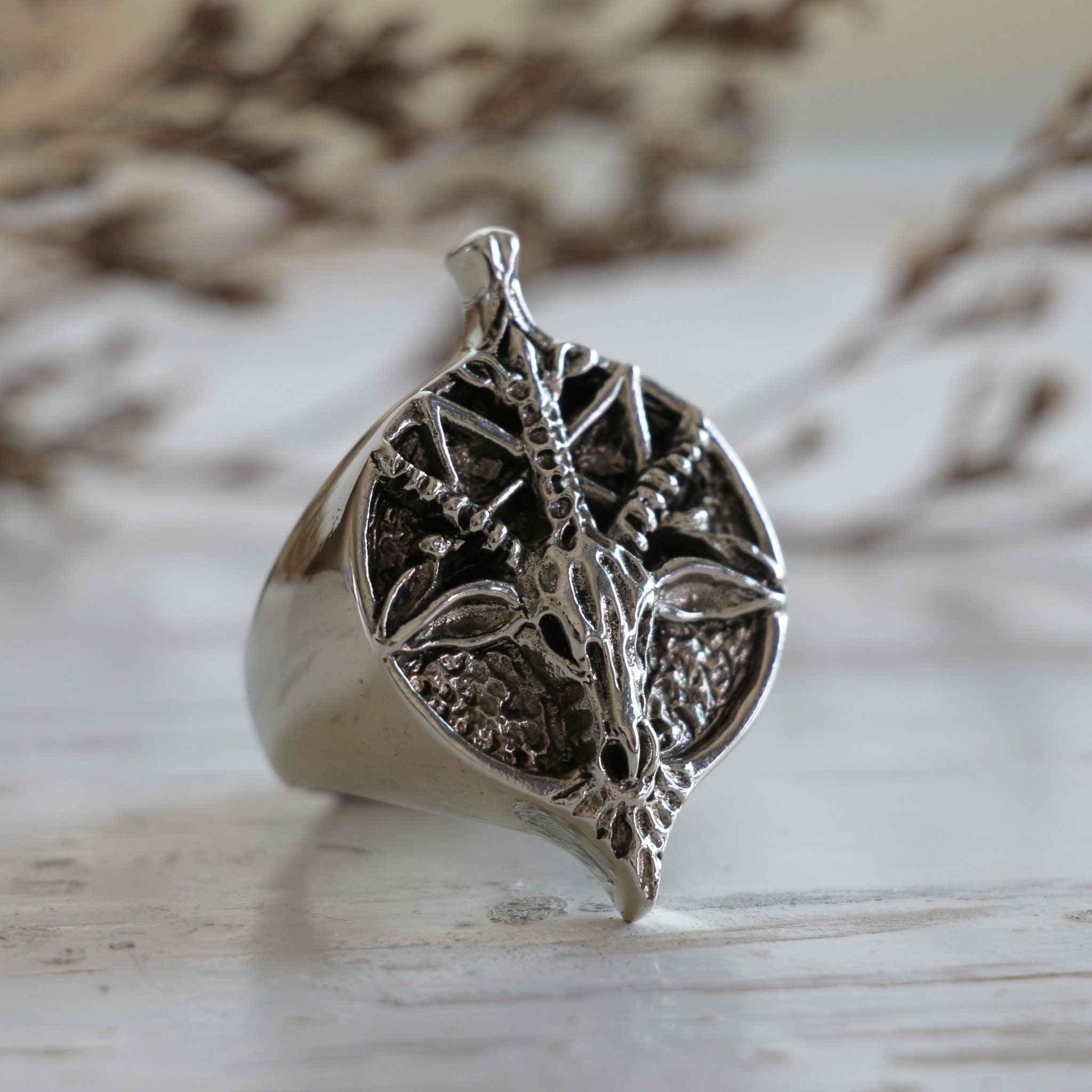 Pentagram Goat Ring for Men Made of Sterling Silver 925 Satan | Etsy