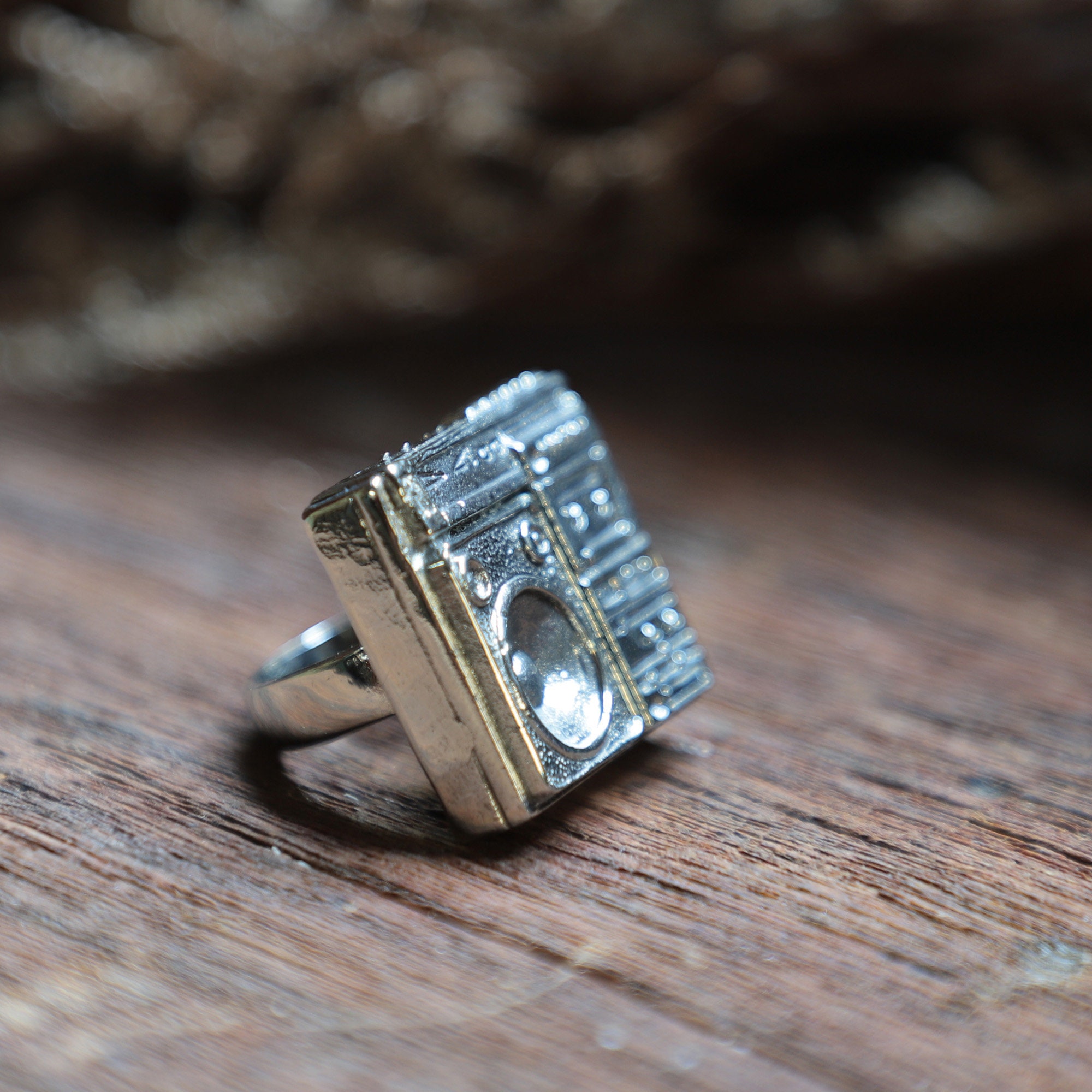 Radio Stereo Ring for Men Made of Sterling Silver 925 Vintage 2 Fingers ...