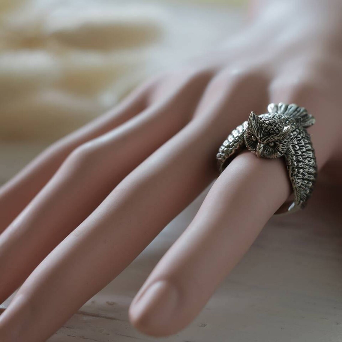 Owl Bird Ring or Angel Wings for unisex made of sterling | Etsy