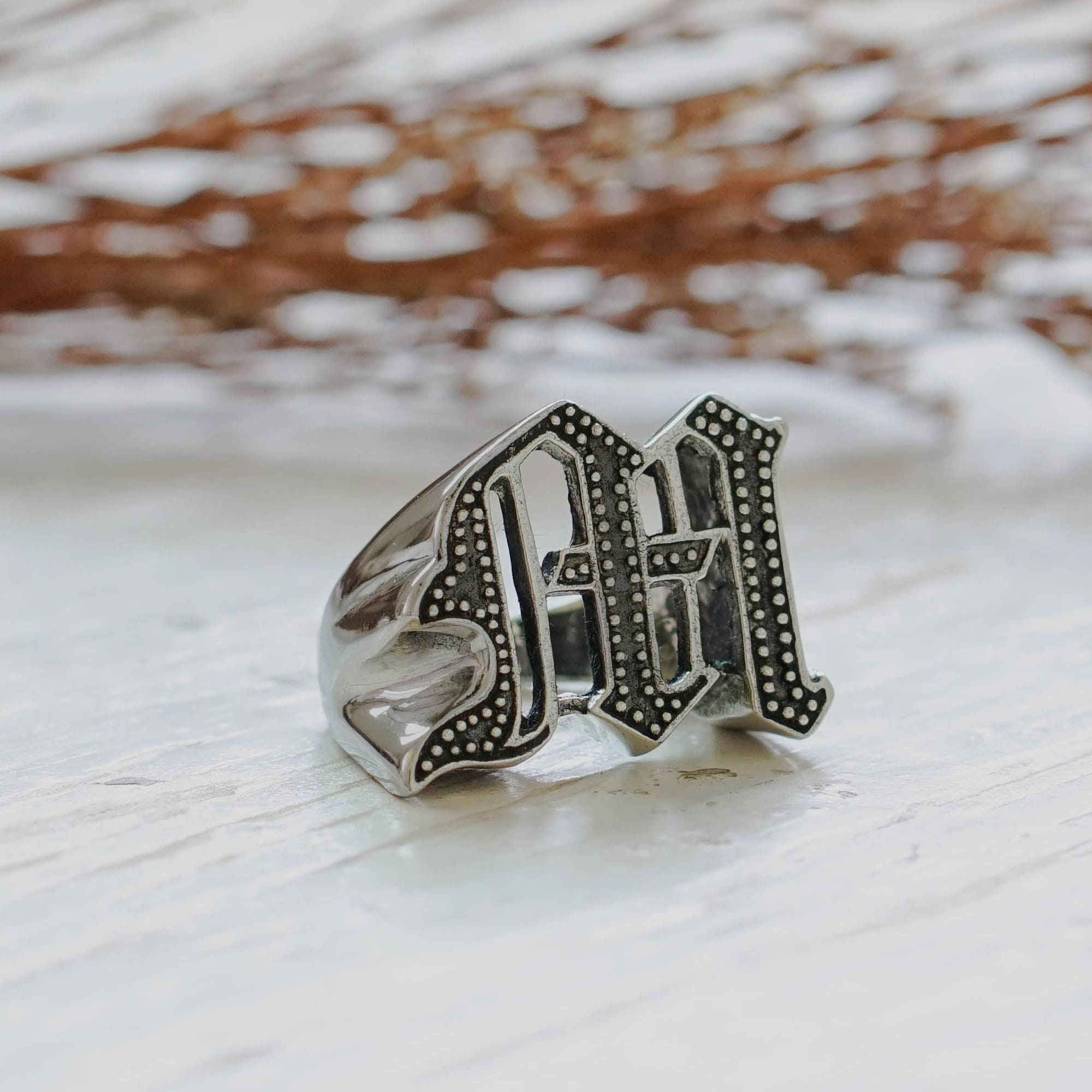 M Letter Old English Ring for Men Made of Sterling Silver 925 | Etsy