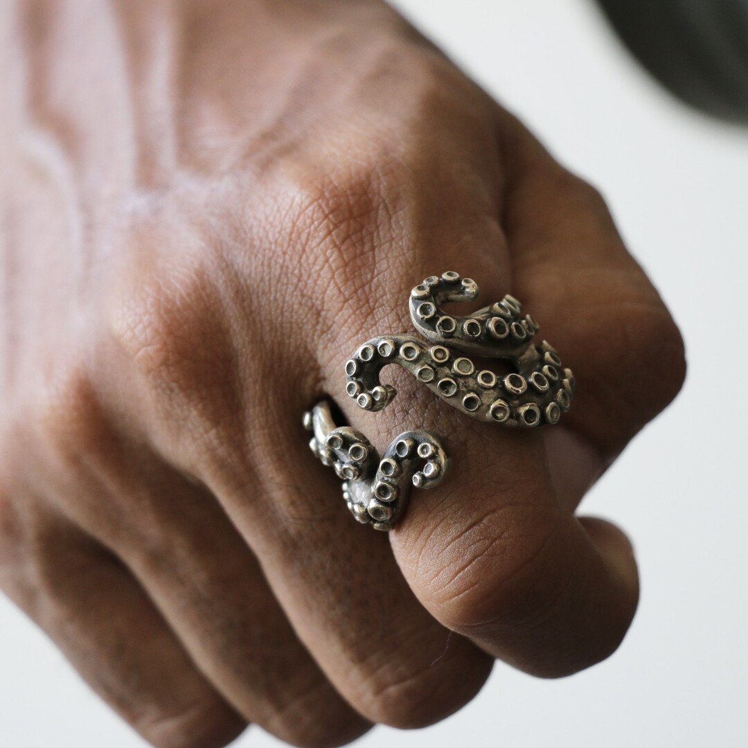 Tentacle Octopus Ring for Men Made of Sterling Silver 925 Nautical ...