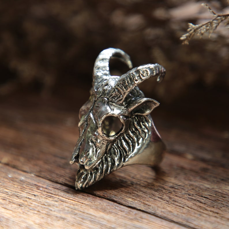 Horned Goat Ring for Men Made of Sterling Silver 925 Satanism - Etsy