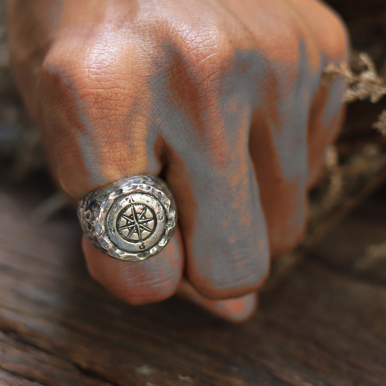 Compass Ring for Men Made of Sterling Silver 925 Traveler Style - Etsy