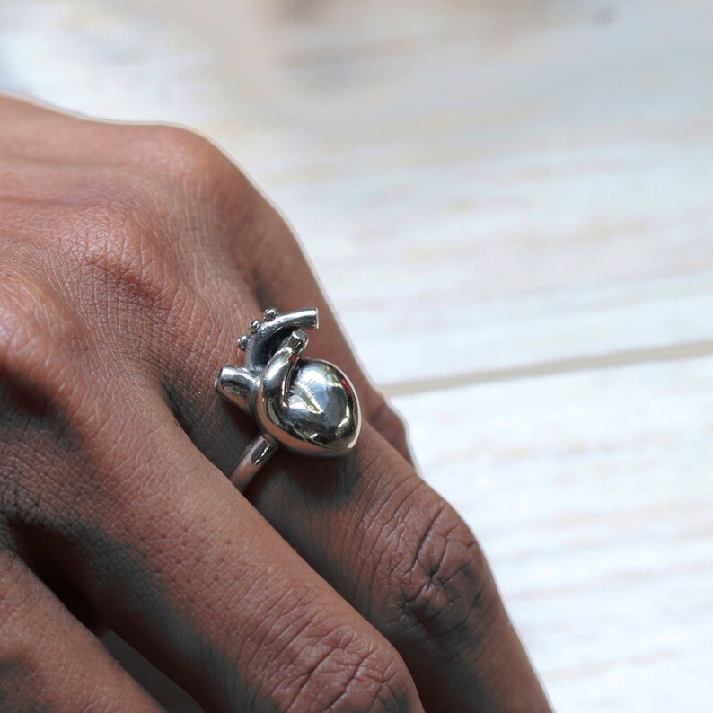 Human Heart Ring for Unisex Made of Sterling Silver 925 - Etsy