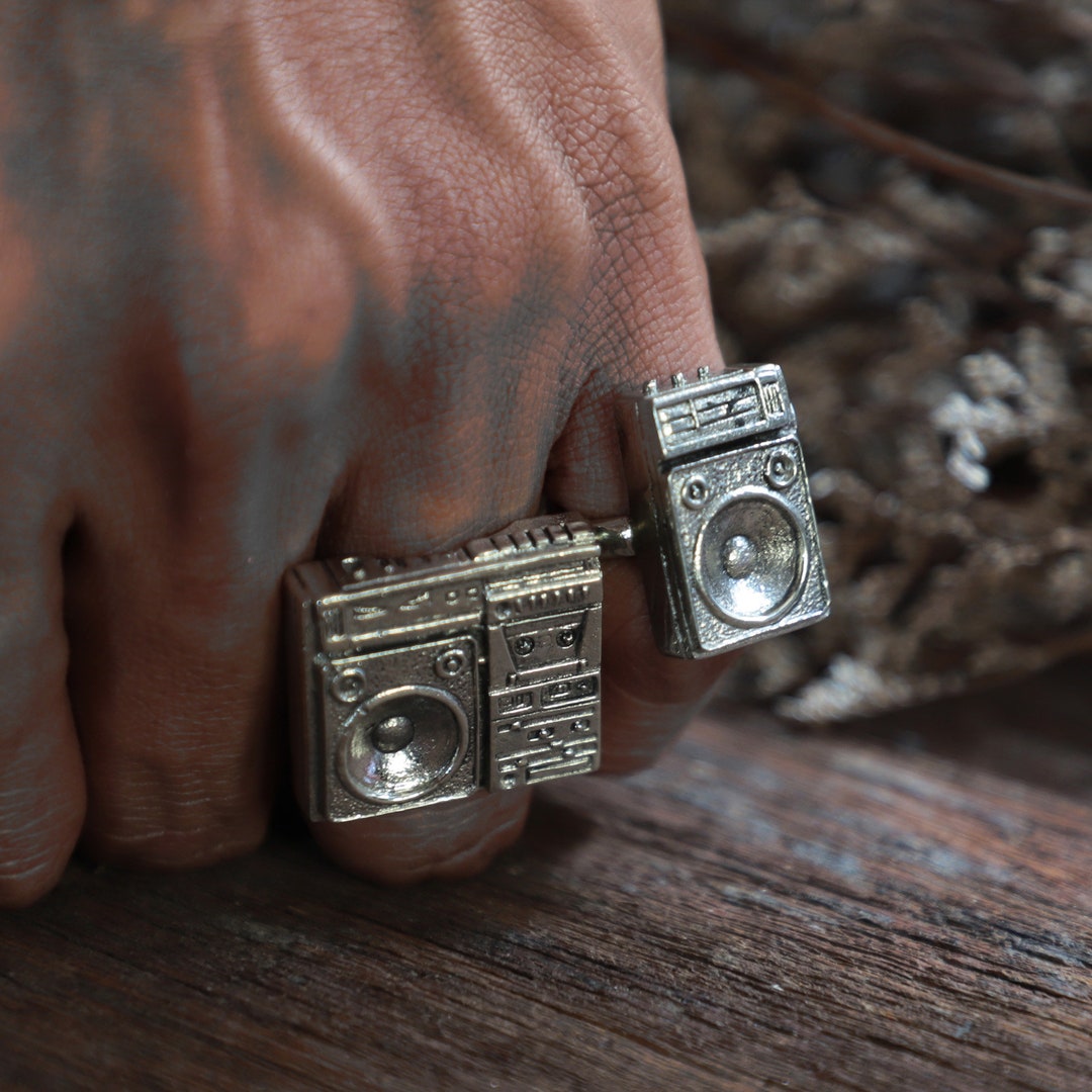 Retro Boombox Ring for Men Made of Sterling Silver 925 Vintage 2 ...