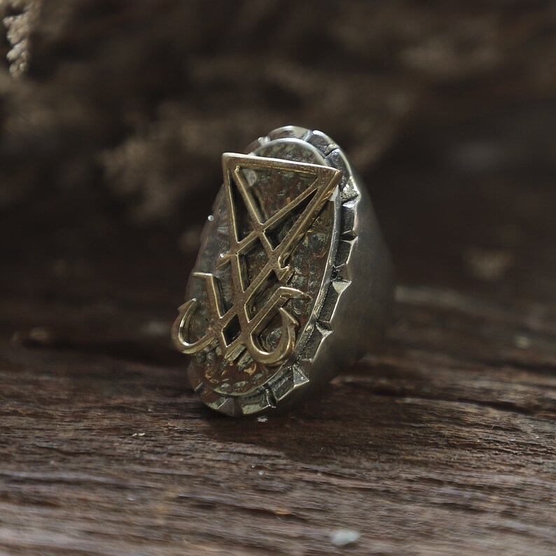 Sigil of Lucifer Pentagram Star Ring for Men Made of Sterling | Etsy