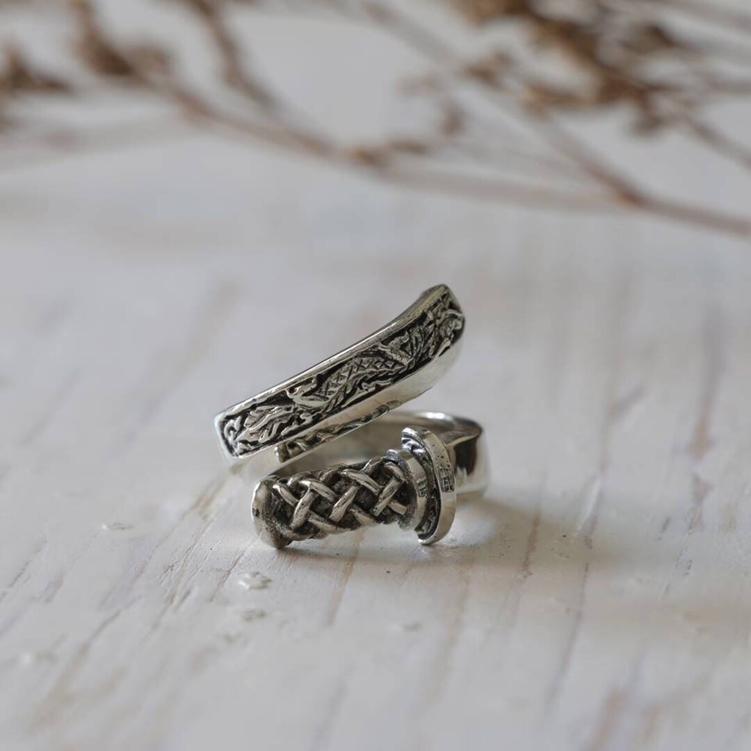 Samurai Sword Ring for Men Made of Sterling Silver 925 Japanese Style ...
