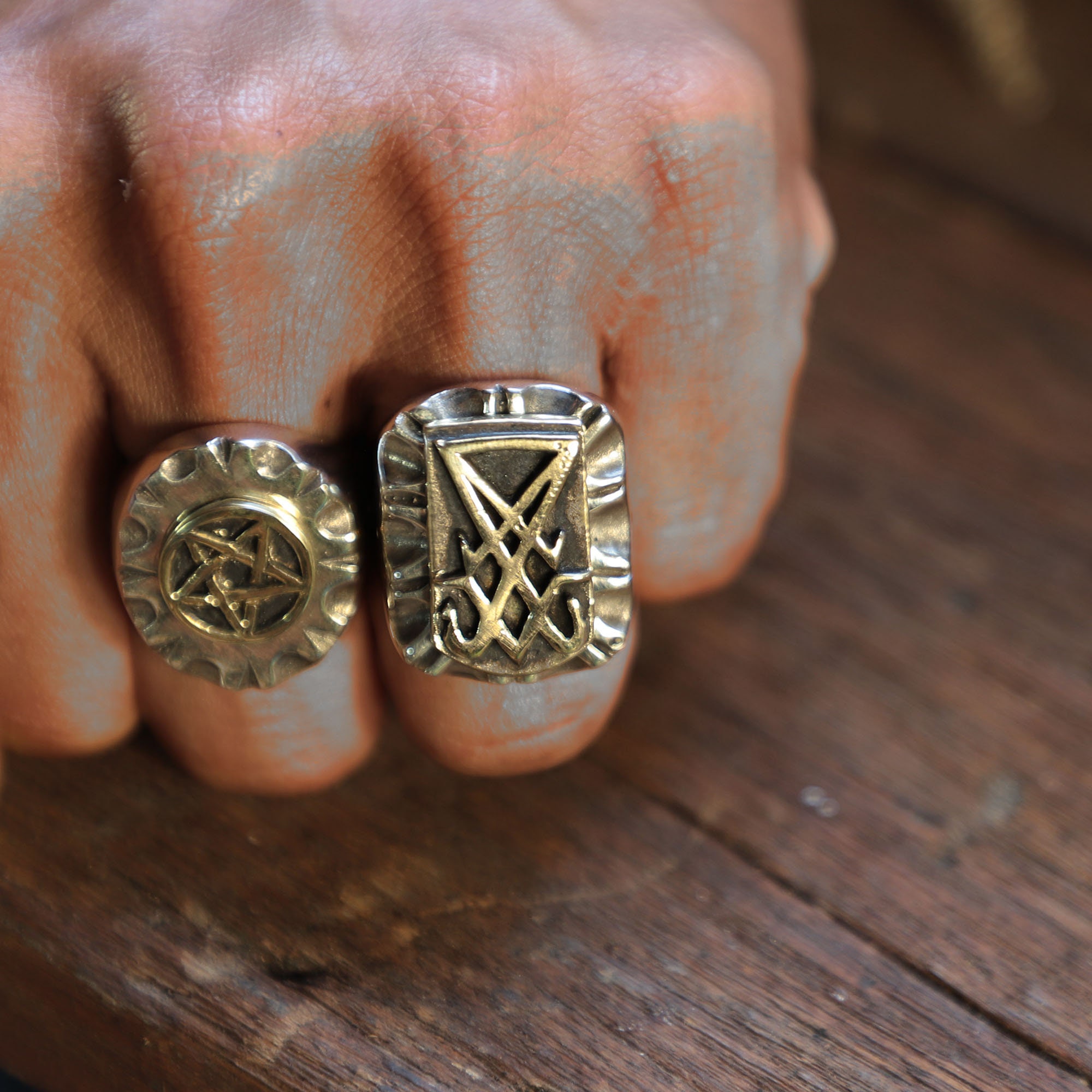 Sigil of Lucifer Pentagram Star Ring for Men Made of Sterling | Etsy