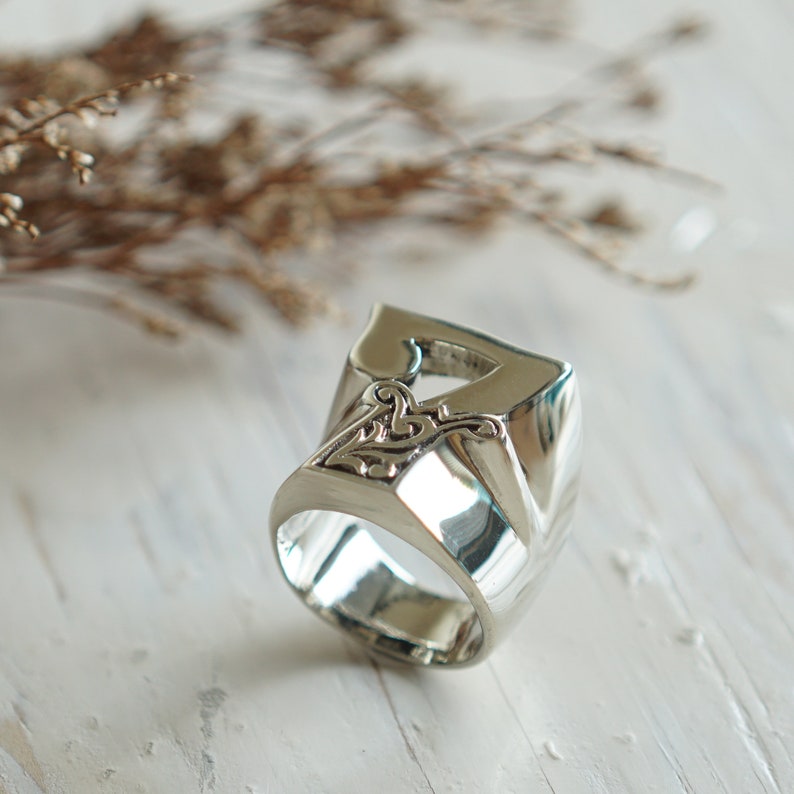 7 Number Seven Ring for Men Made of Sterling Silver 925 Western Style ...