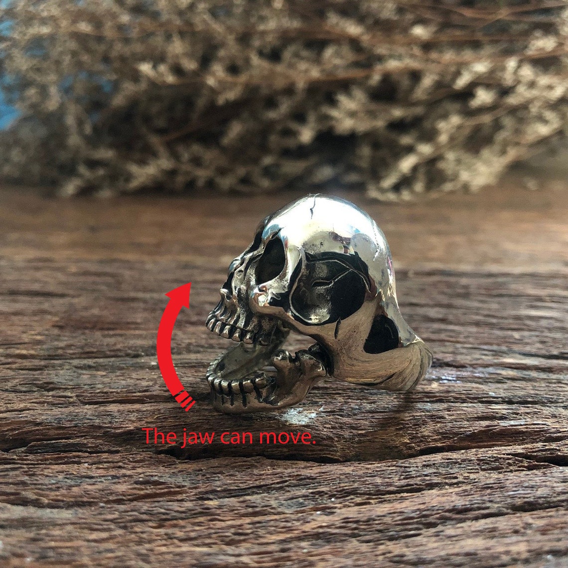 Biker Skull Ring for Men Made of Sterling Silver 925 Open - Etsy