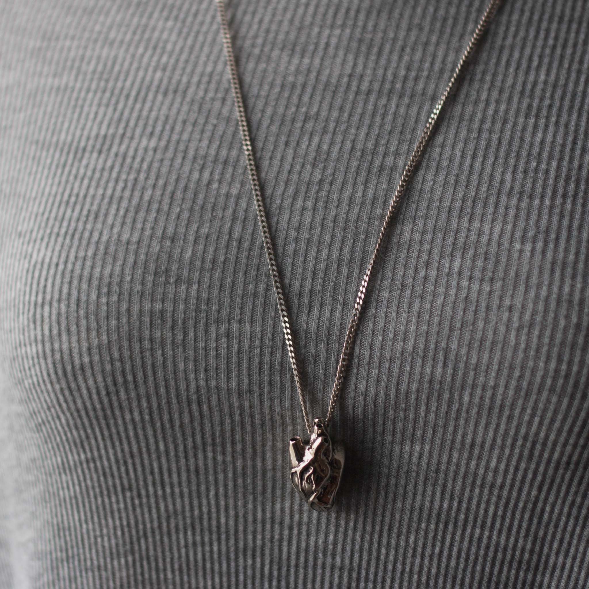 Human Heart Pendant Necklace for Unisex Made of Sterling Silver 925 ...