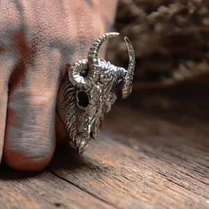 Horned Goat Ring for Men Made of Sterling Silver 925 Satanism Biker - Etsy