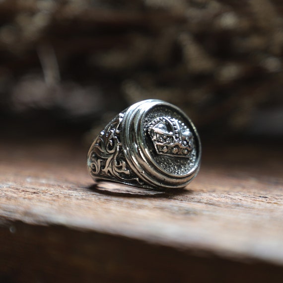 King Crown Ring for Men Made of Sterling Silver 925 Gothic | Etsy
