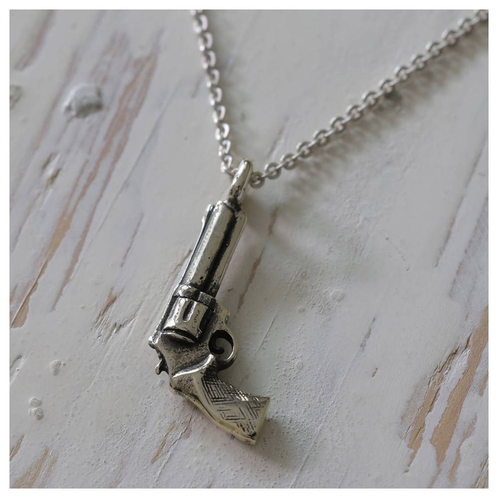 Gun Pendant Necklace for Unisex Made of Sterling Silver 925 | Etsy
