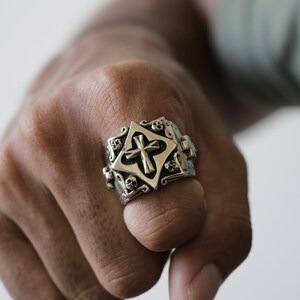 Cross Vintage Ring for Men Made of Sterling Silver 925 Gothic Style - Etsy