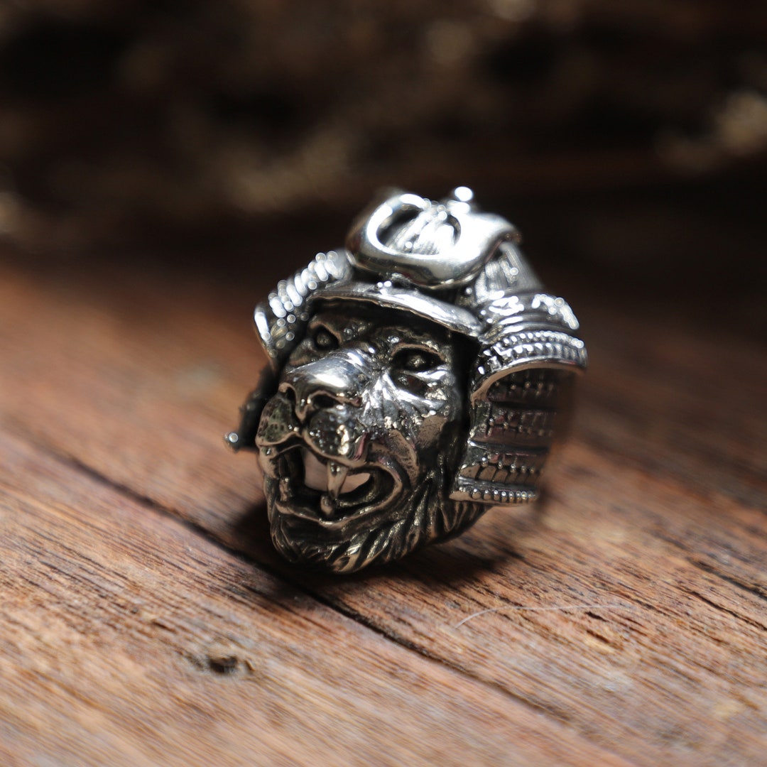 Samurai Lion Ring for Men Made of Sterling Silver 925 Japanese Style - Etsy
