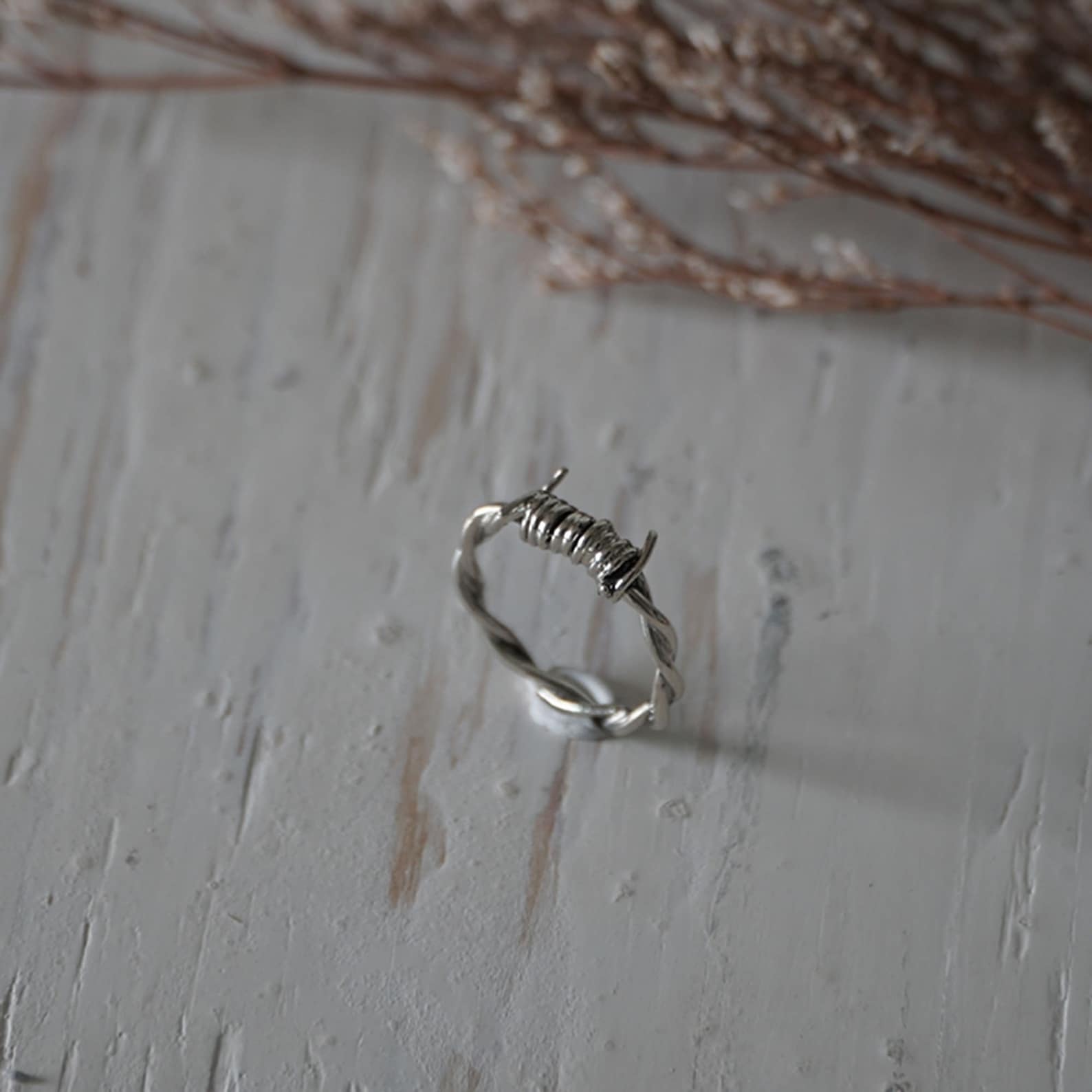 Barbed Wire Band Ring for Unisex Made of Sterling Silver 925 Punk Style ...