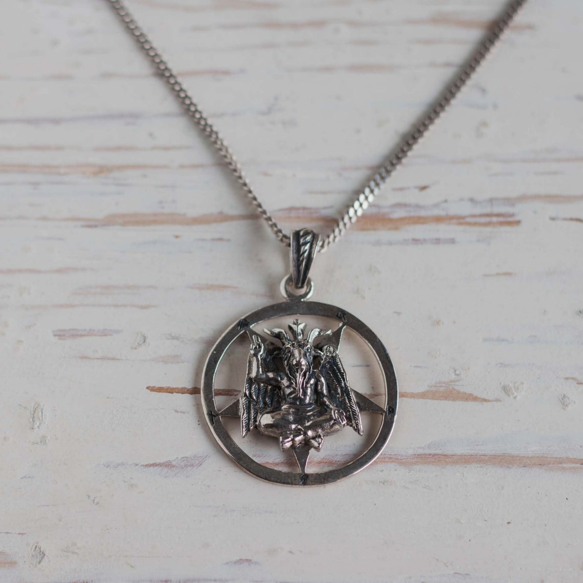 Baphomet pendant necklace for men made of sterling silver 925 | Etsy