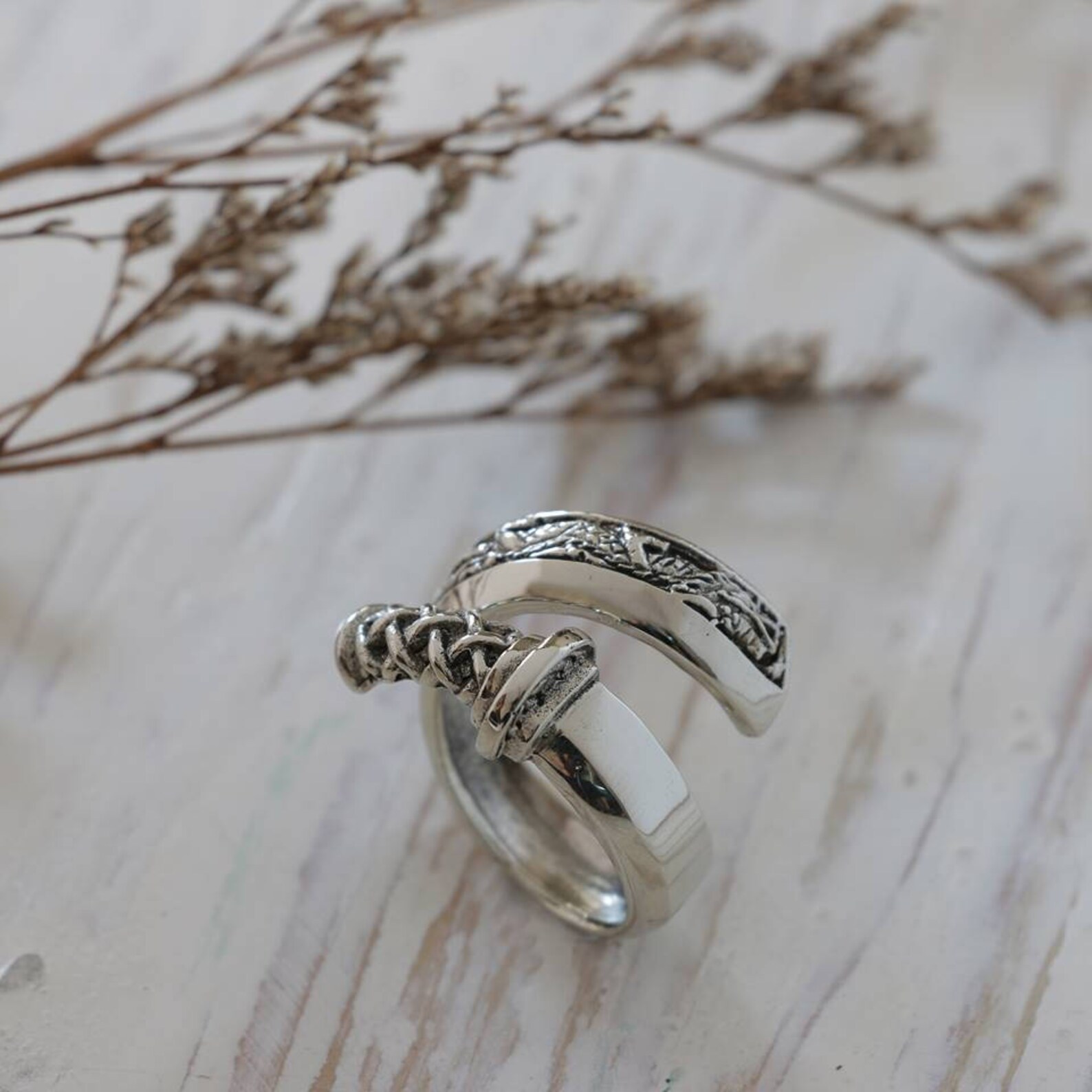 Samurai Sword Ring for Men Made of Sterling Silver 925 Japanese Style ...