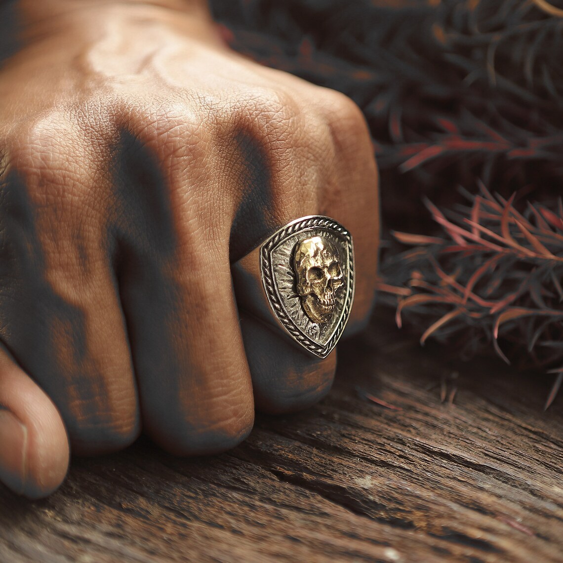 Skull Gothic Ring for Unisex Made of Sterling Silver 925 Biker - Etsy
