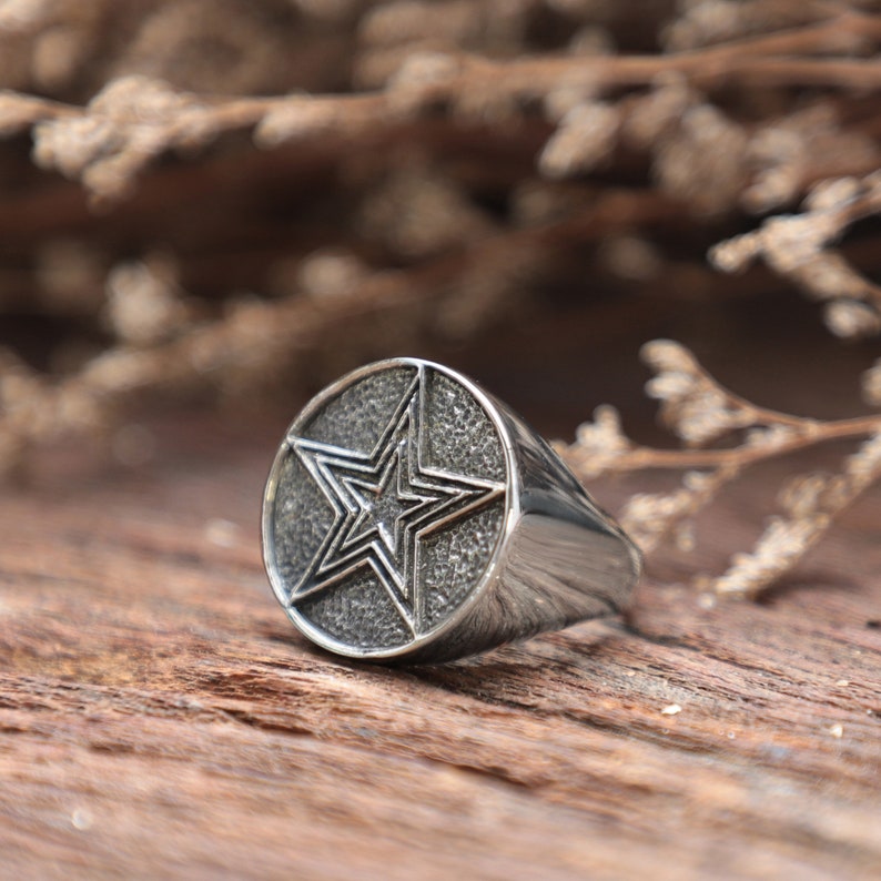 Double Stars Circle Ring for Men Made of Sterling Silver 925 - Etsy