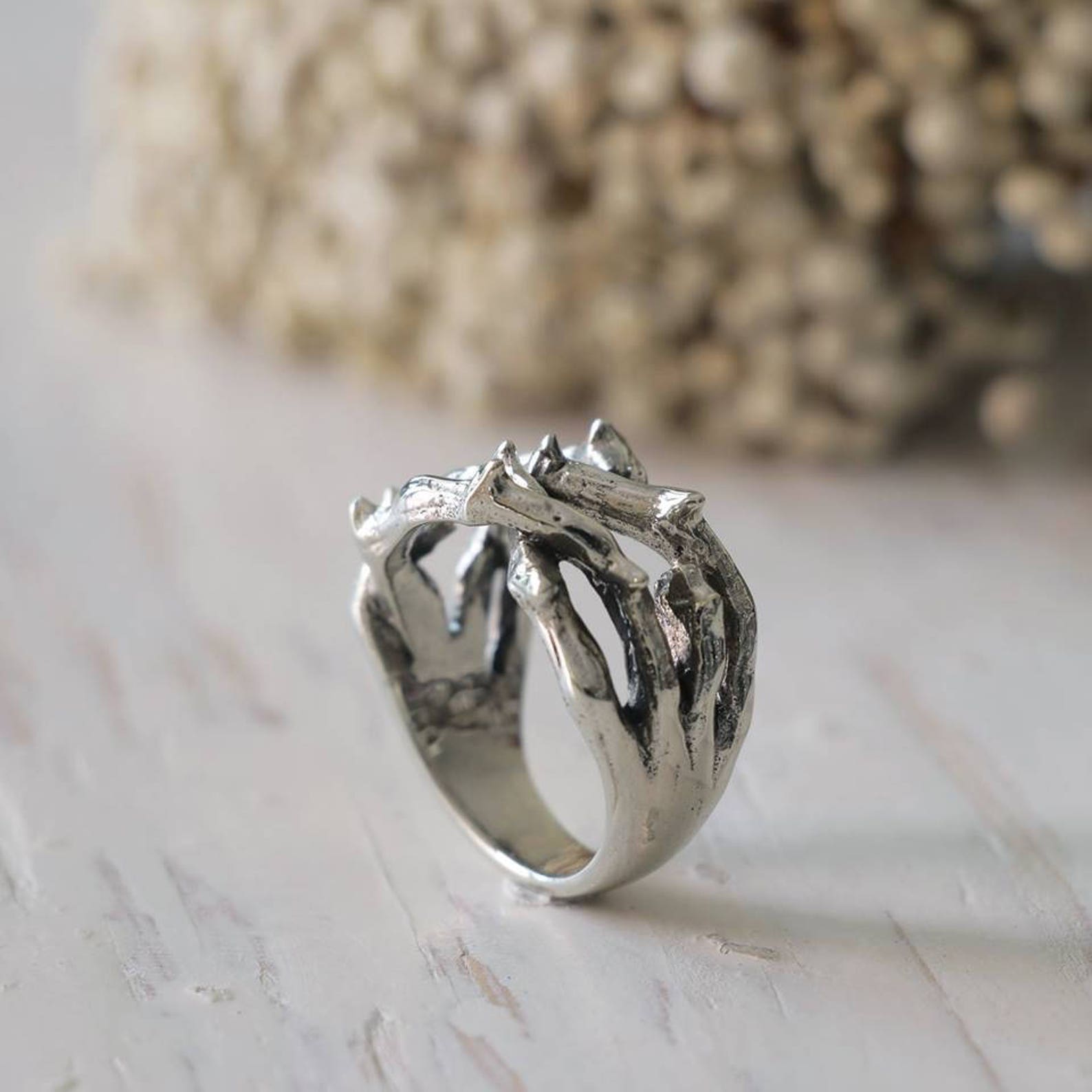 Crown of thorns ring for unisex made of sterling silver 925 | Etsy