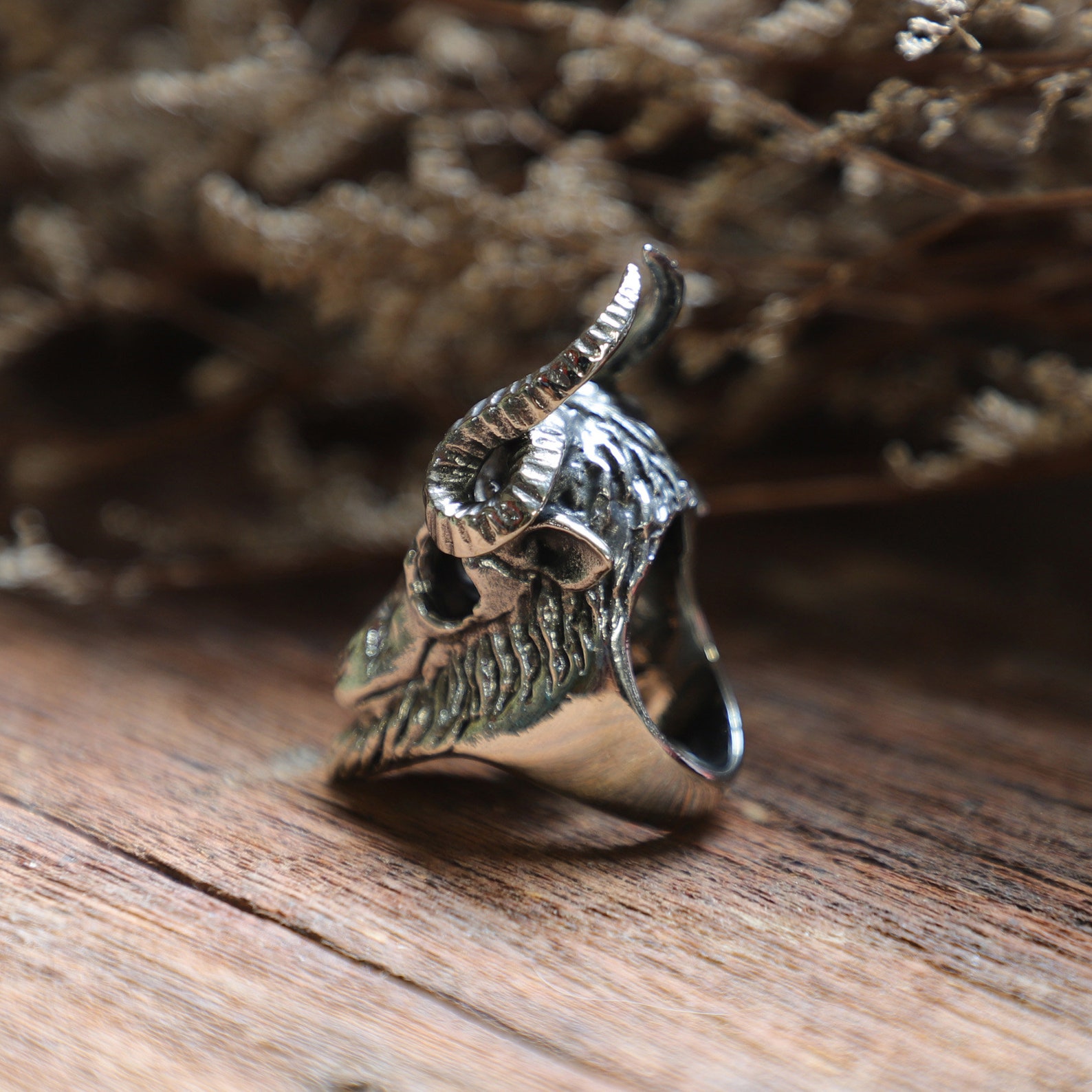 Horned Goat Ring for Men Made of Sterling Silver 925 Satanism Biker - Etsy