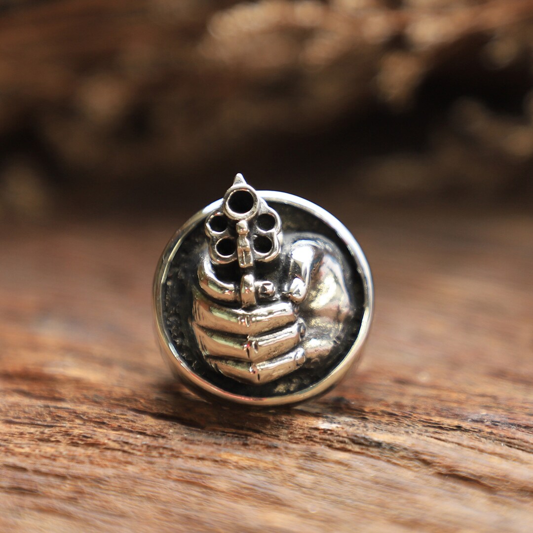Gun Circle Ring for Men Made of Sterling Silver 925 Biker Style - Etsy