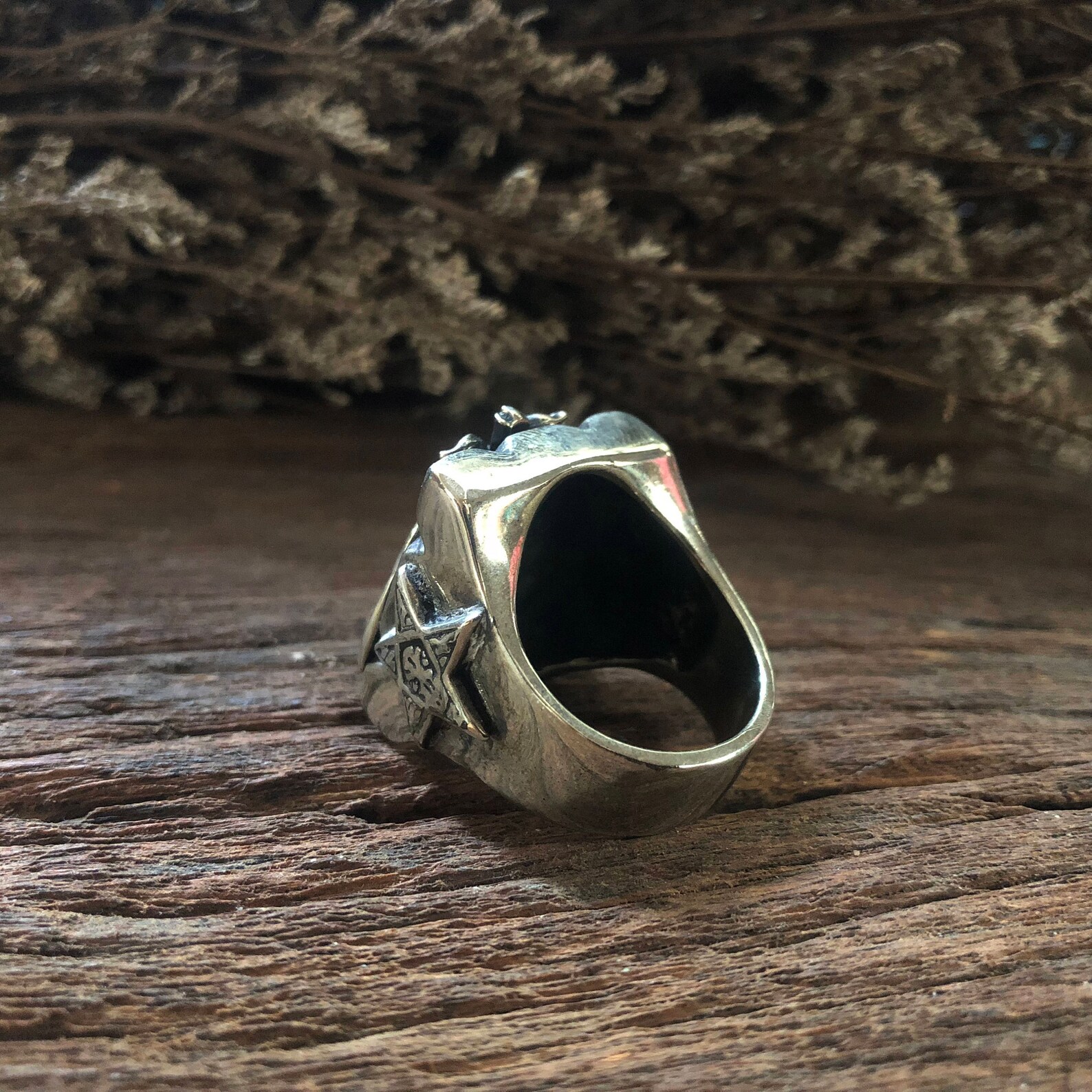 Baphomet Pentagram Caduceus Ring for Unisex Made of Sterling - Etsy
