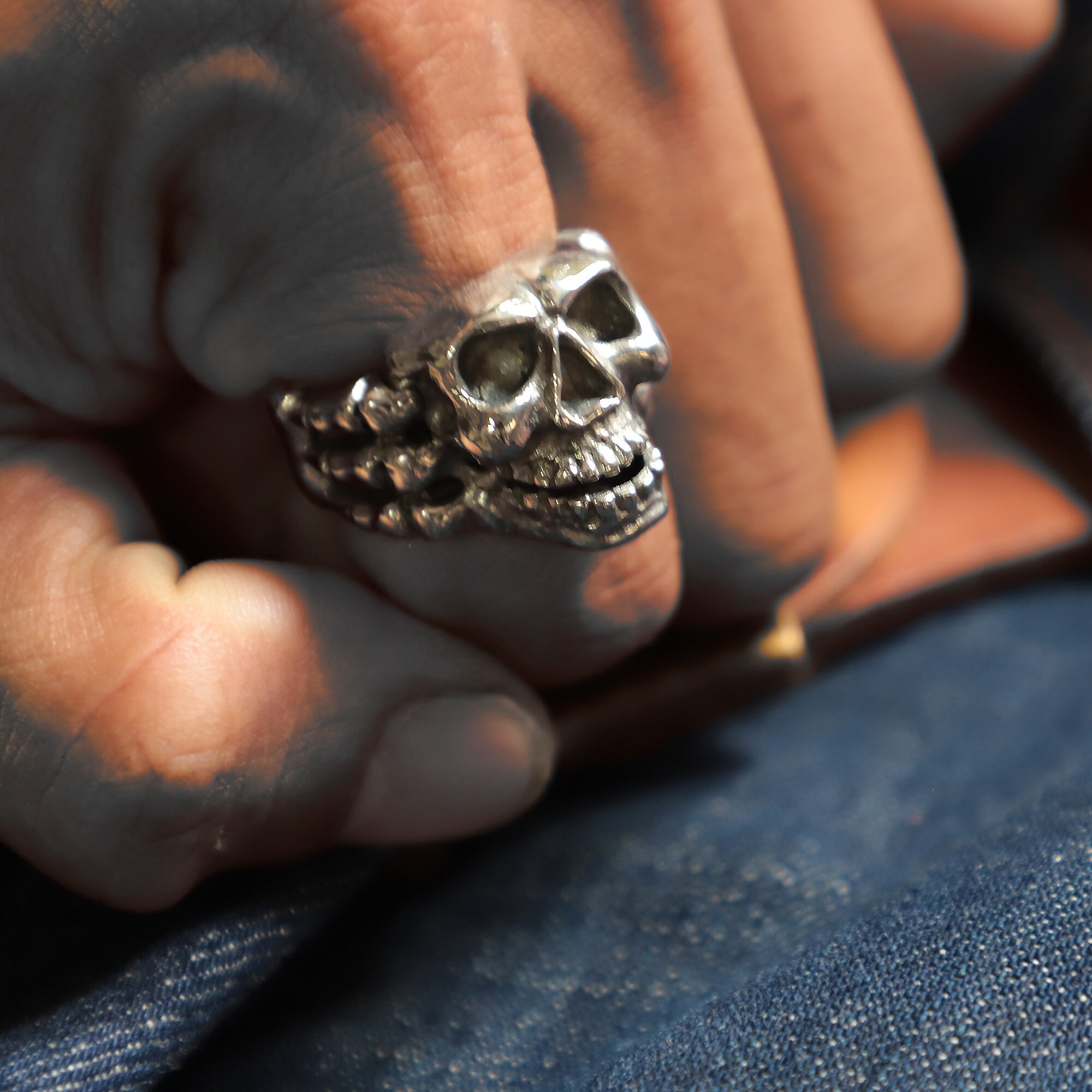 Finger Bone Skull Ring for Men Made of Sterling Silver 925 | Etsy