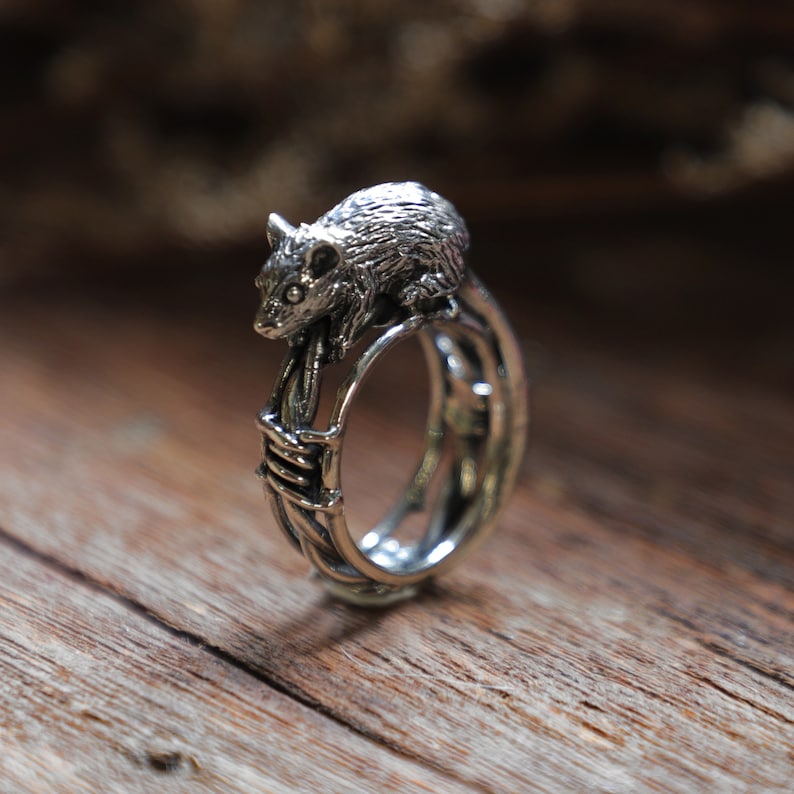 Rat mouse Barbed Wire band ring for unisex made of sterling | Etsy