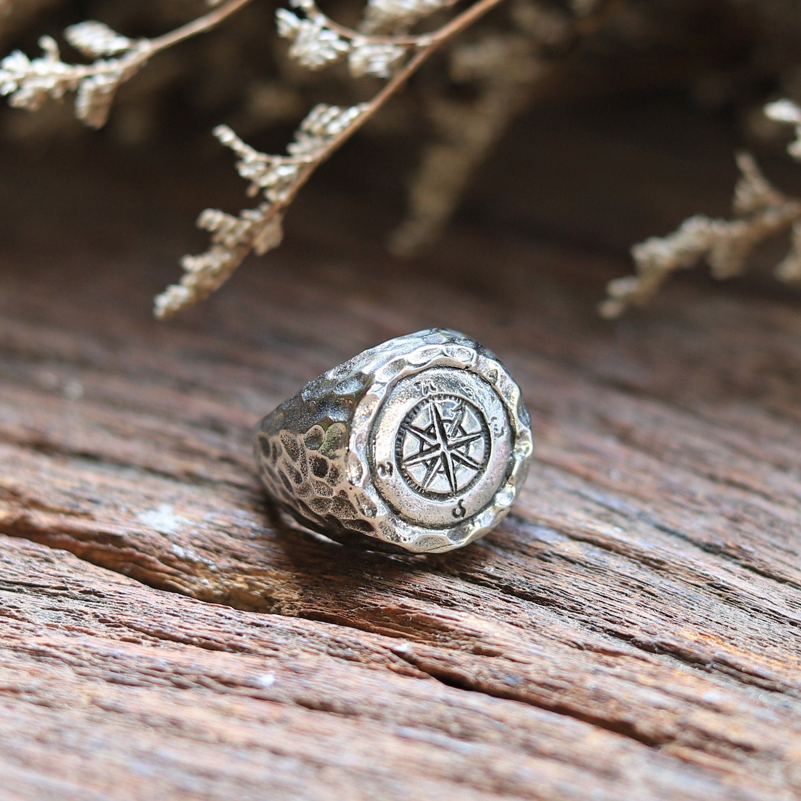 Compass Ring for Men Made of Sterling Silver 925 Traveler - Etsy