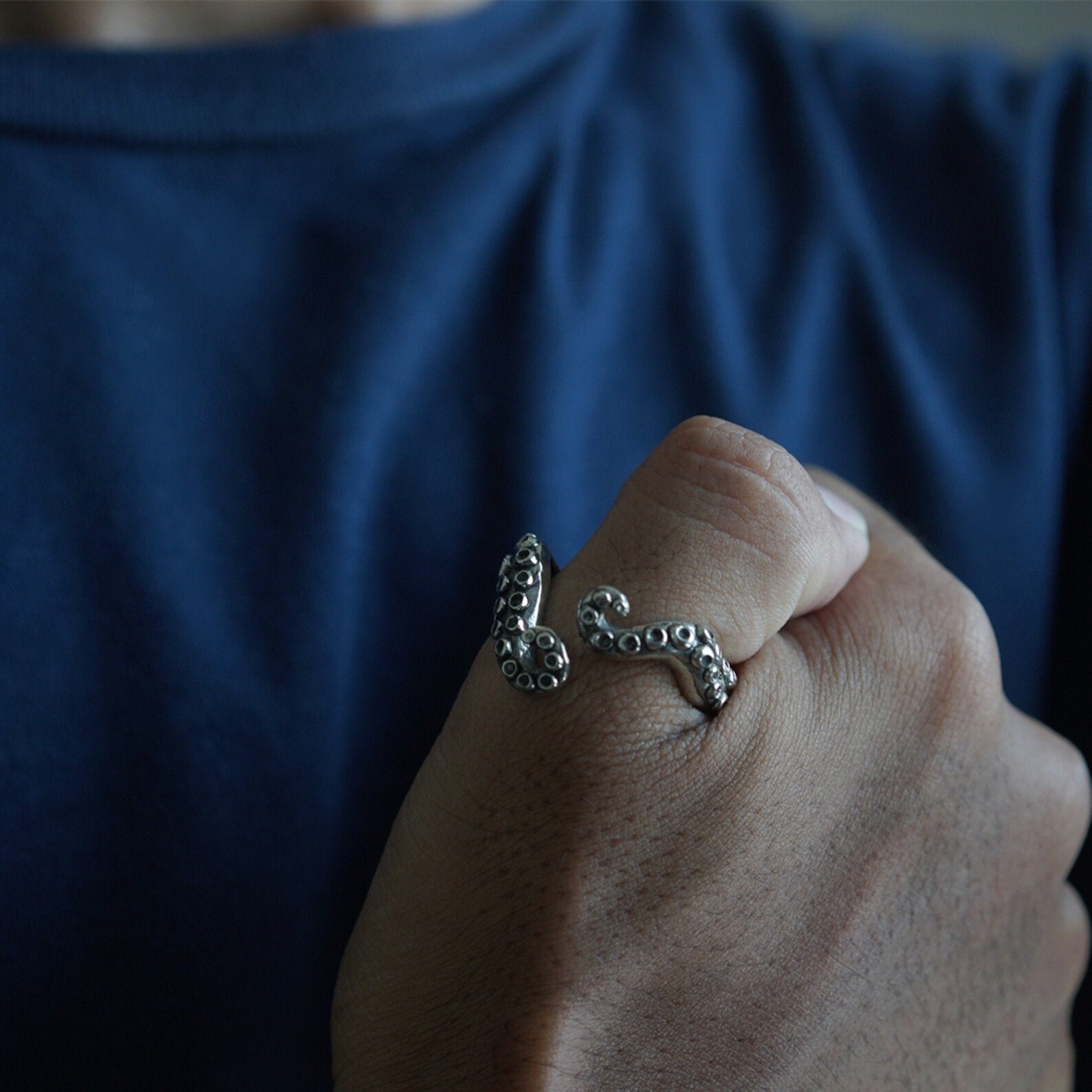 Tentacle Octopus Ring for Unisex Made of Sterling Silver 925 Thumb Ring ...