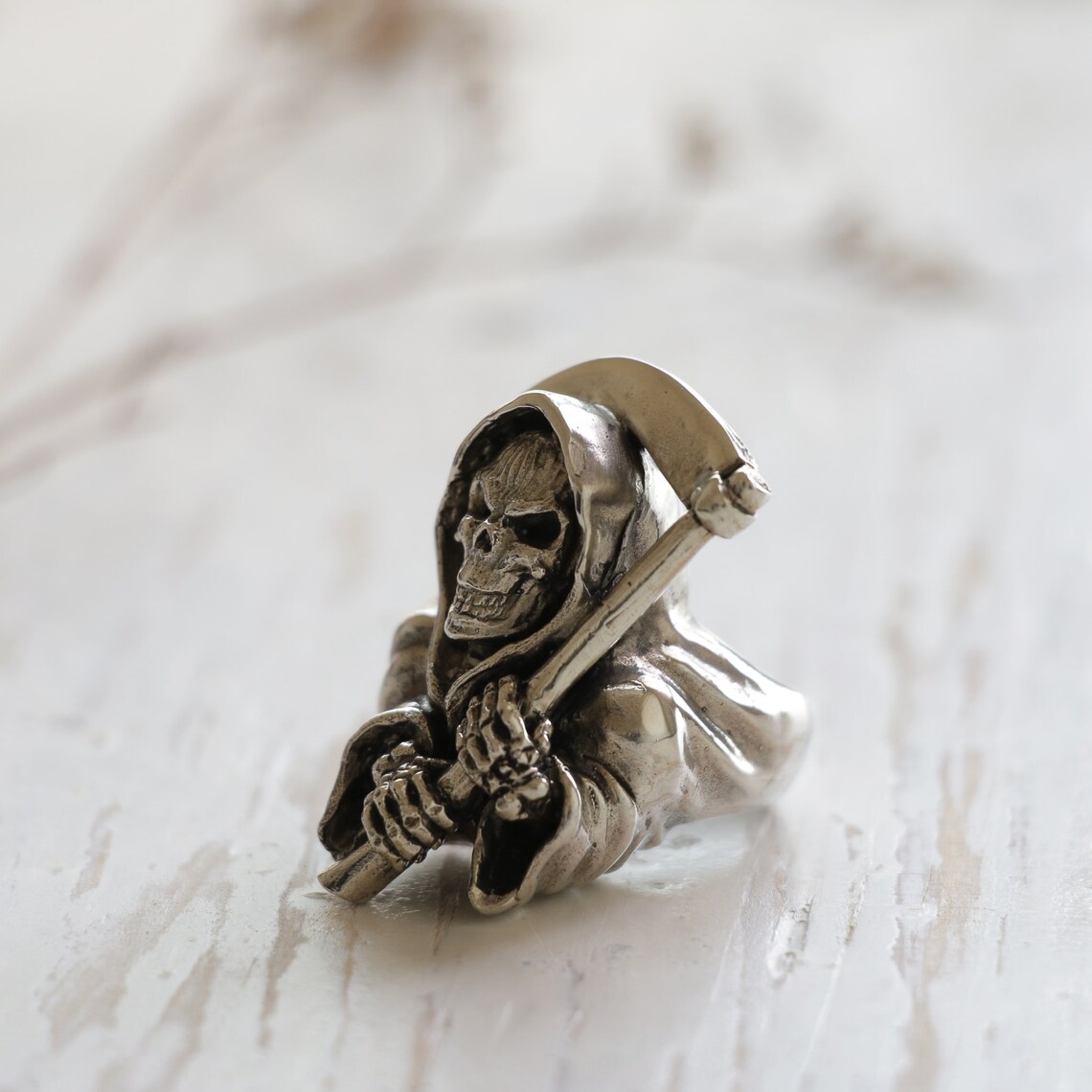 Grim Reaper Skull Ring for Men Made of Sterling Silver 925 - Etsy