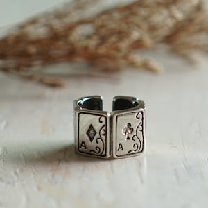 Ace Card Ring for Men Made of Sterling Silver 925 Biker Style - Etsy