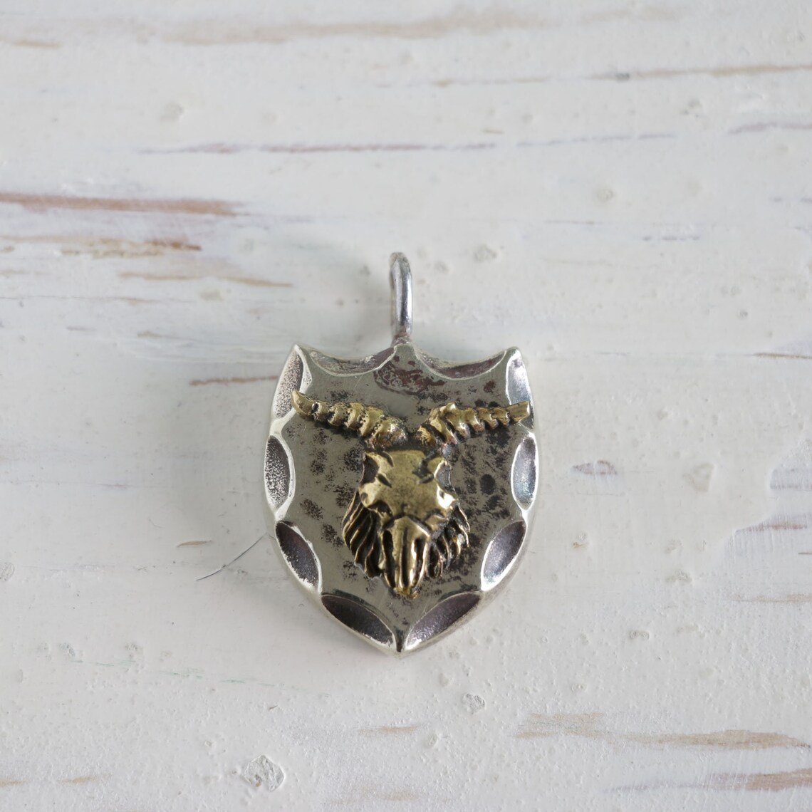 Goat Pendant Necklace for Men Made of Sterling Silver 925 and Brass ...