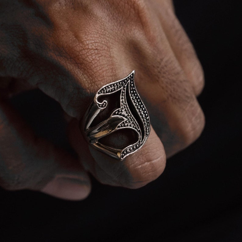 J Letter Old English Ring for Men Made of Sterling Silver 925 Biker ...