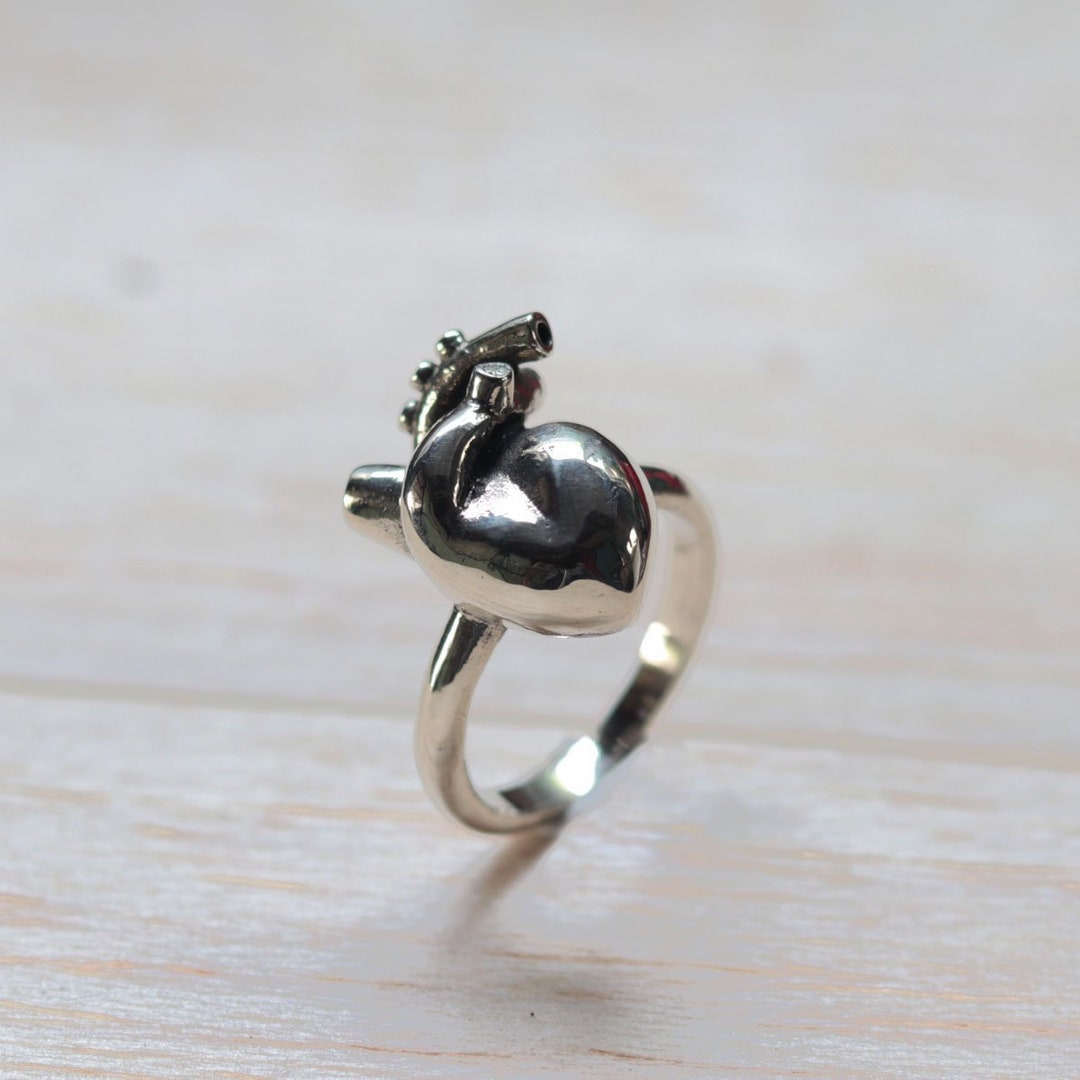 Human Heart Ring for Unisex Made of Sterling Silver 925 Anatomical ...
