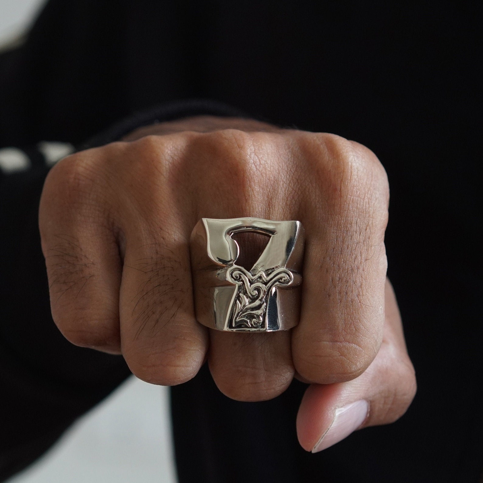 7 Number Seven Ring for Men Made of Sterling Silver 925 | Etsy