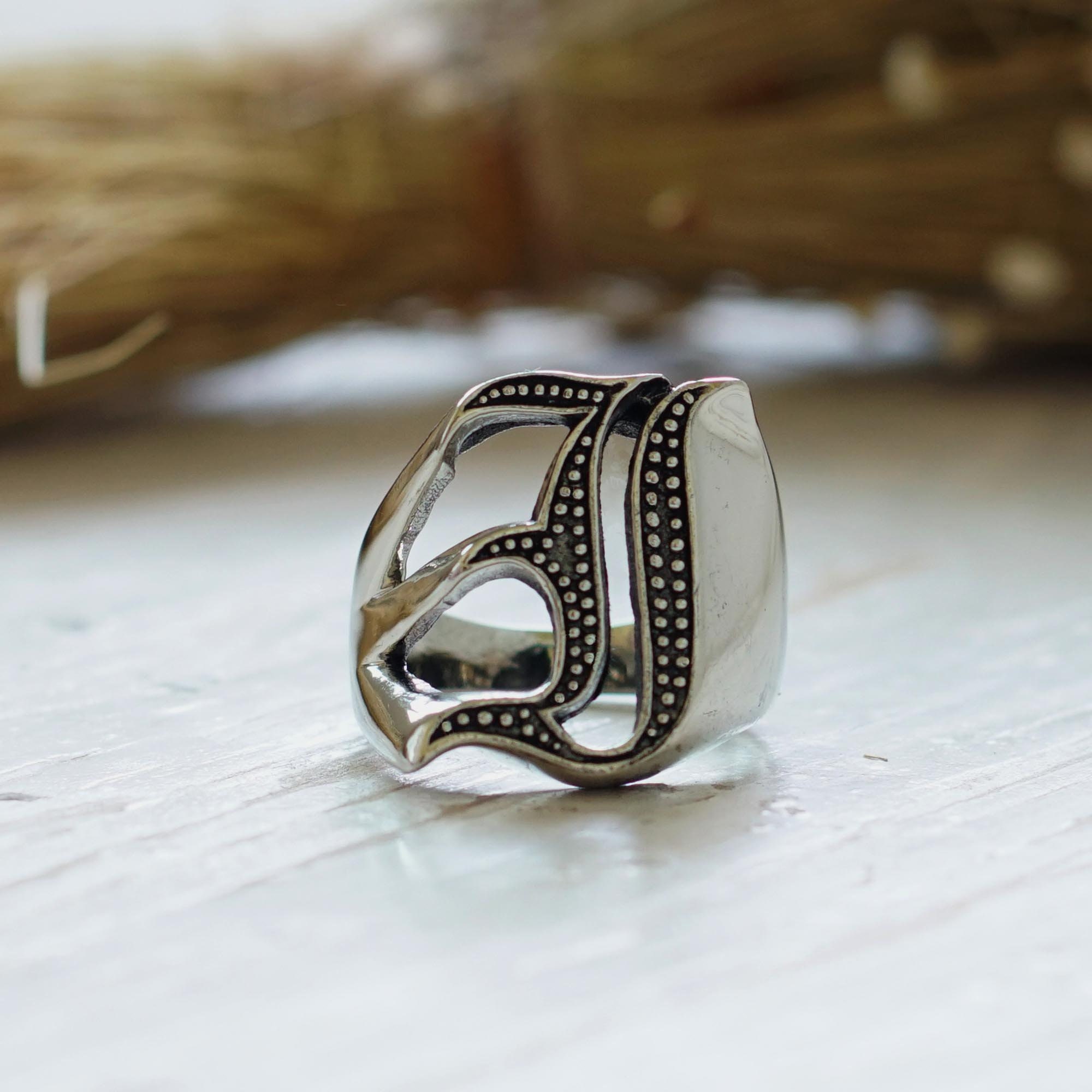 I letter old english ring for men made of sterling silver 925 | Etsy