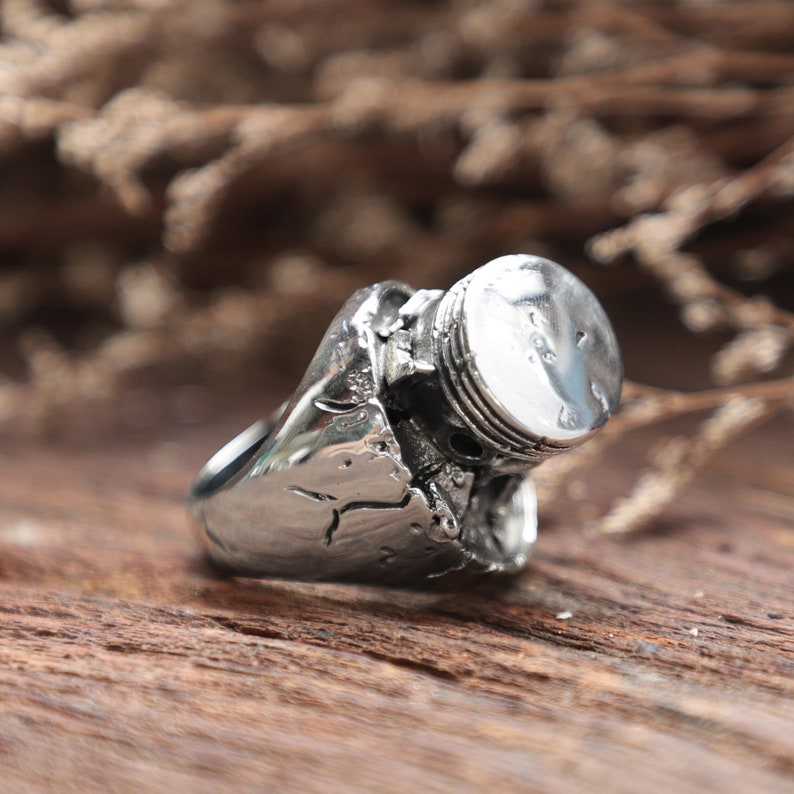 Skull Piston Head Ring for Men Made of Sterling Silver 925 Biker Style ...