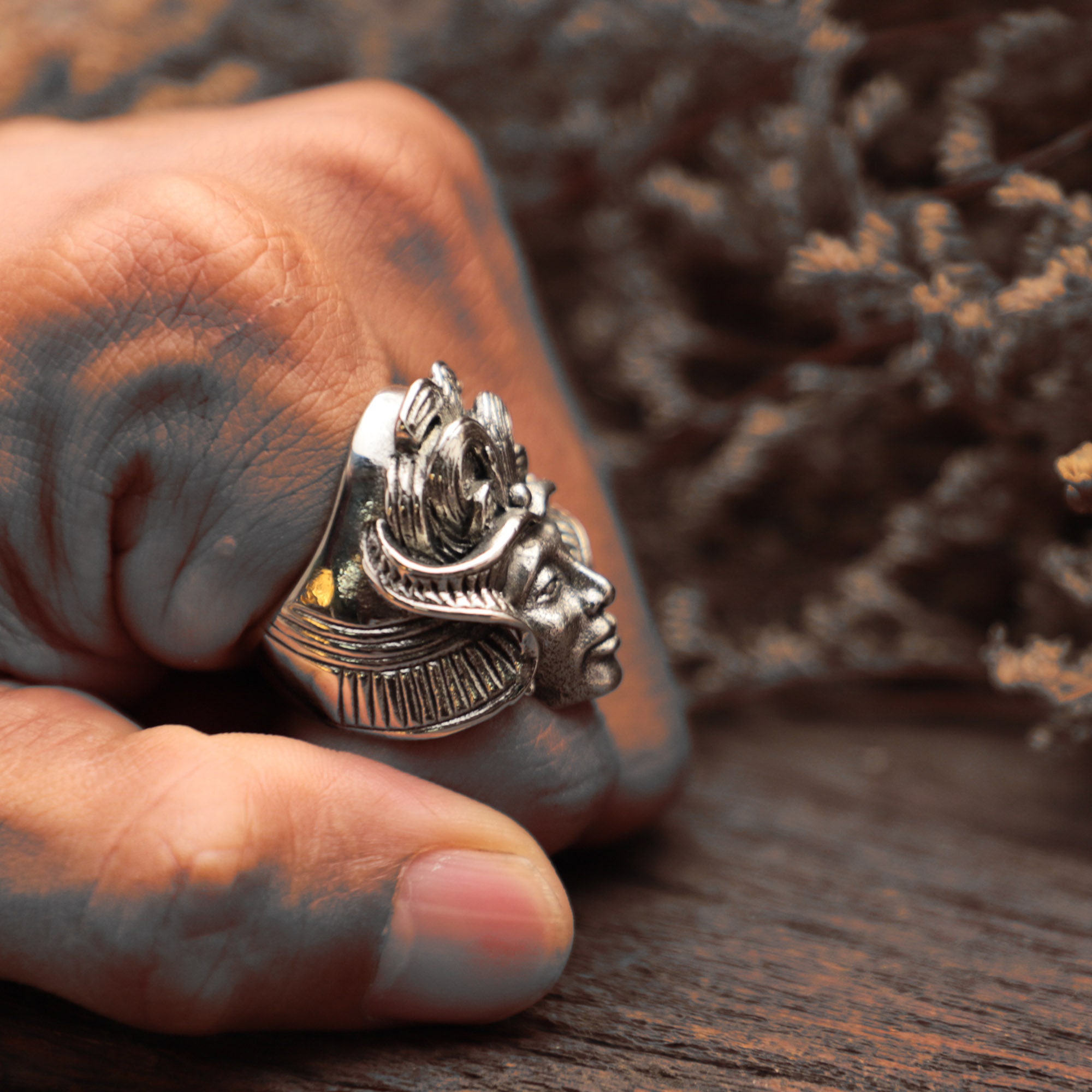 Geisha Samurai Mask ring for men made of sterling silver 925 | Etsy