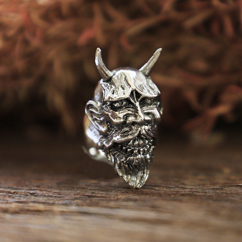 Hannya Mask Skull Ring for Men Made of Sterling Silver 925 - Etsy