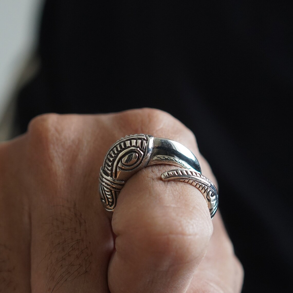 Odin Ravens Ring for Man Made of Sterling Silver 925 Viking | Etsy