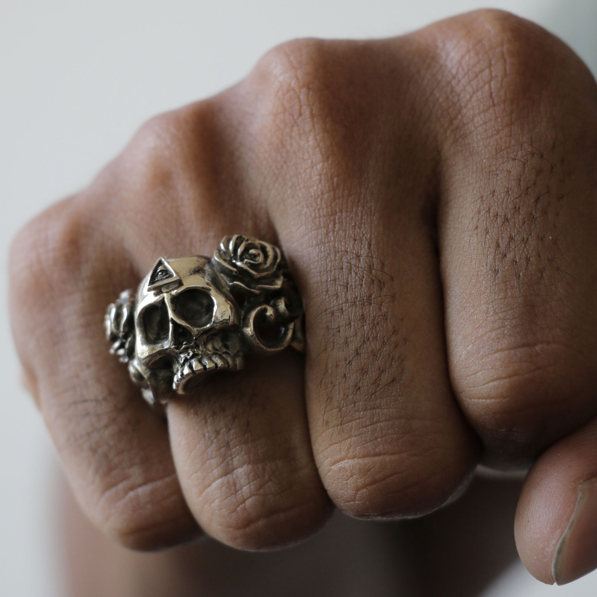 Skull and Rose Ring for Unisex Made of Sterling Silver 925 | Etsy