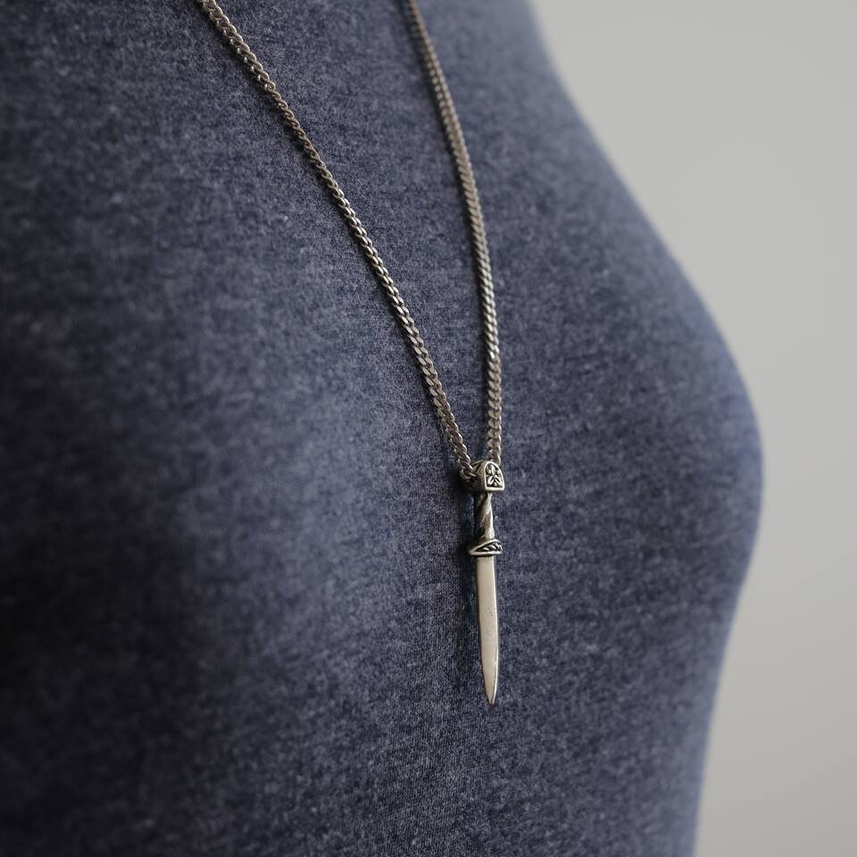 Medieval Sword Pendant Necklace for Men Made of Sterling Silver 925 ...