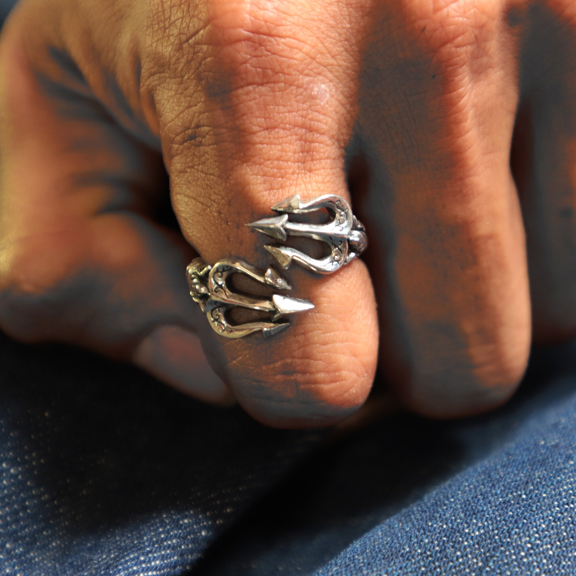 Poseidon Trident Ring for men made of sterling silver 925 | Etsy